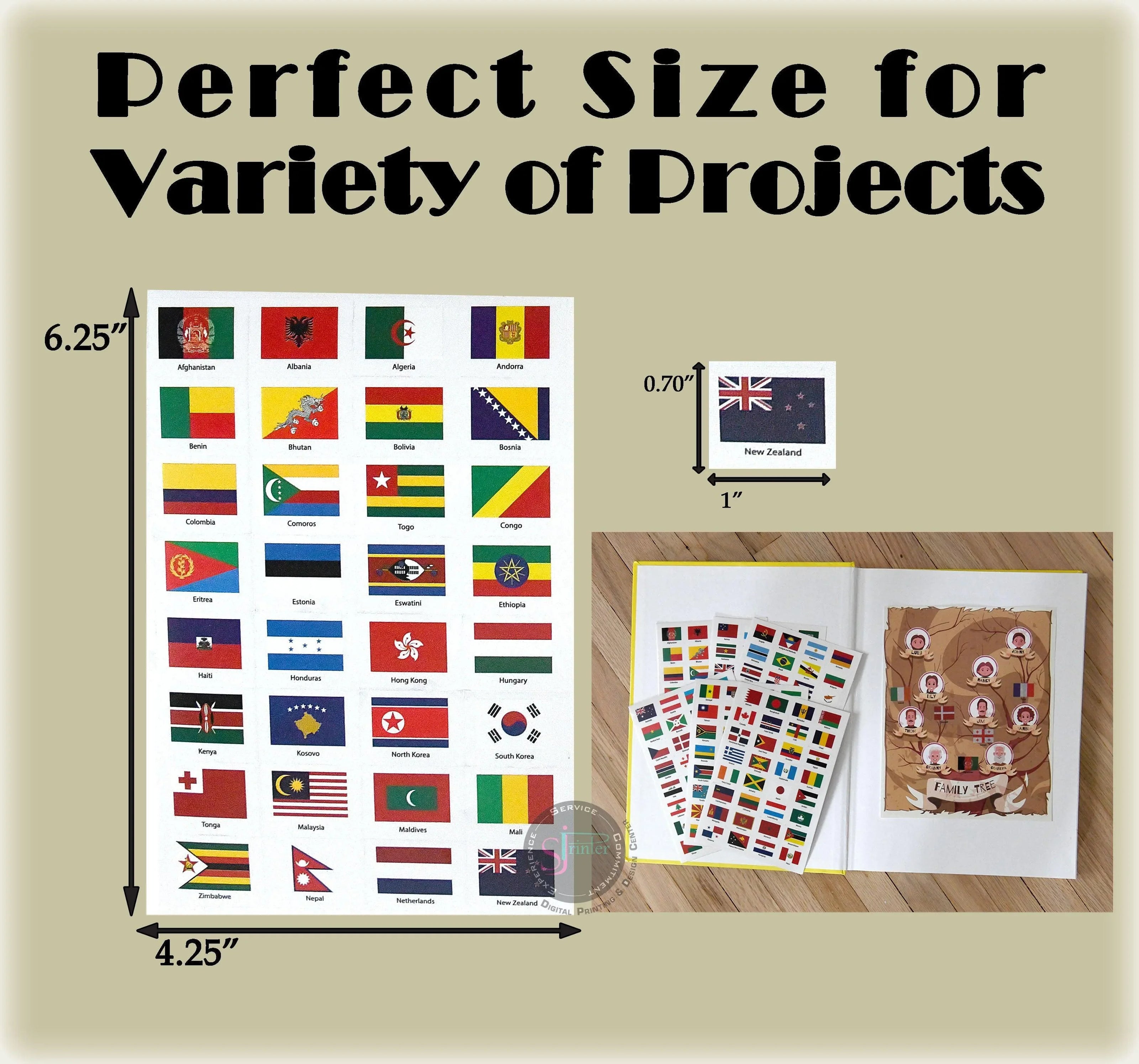 Get world flags stickers-192 countries at SJPrinter Store